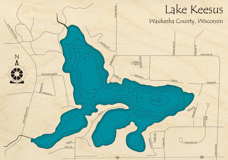 Lake Keesus topographic overview map